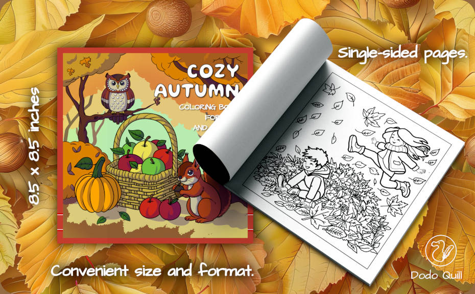 Cozy Autumn Coloring Book for Kids and Adults