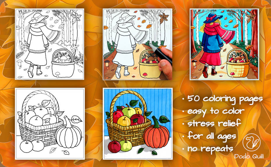 Cozy Autumn Coloring Book for Kids and Adults