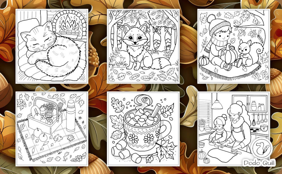 Cozy Autumn Coloring Book for Kids and Adults